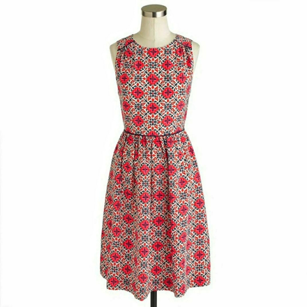 J Crew California Poppy Dress Silk Medallion Print - Gem